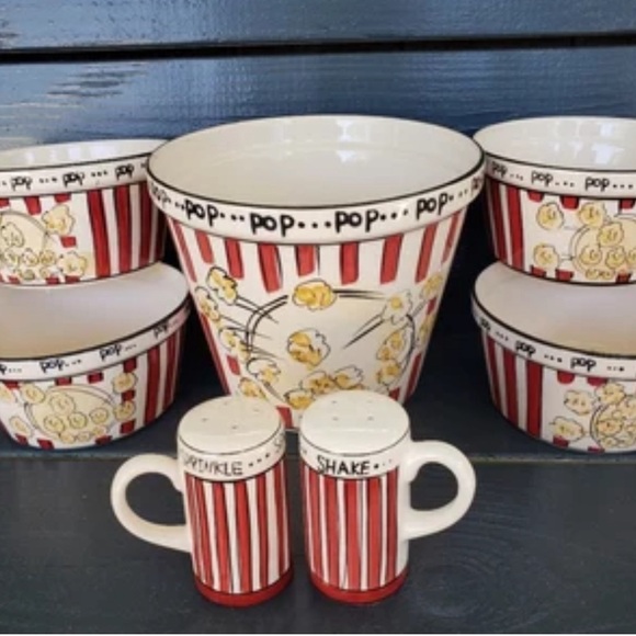 Kitchen Prep 101 | Kitchen | Retro 7 Pc Ceramic Popcorn Set Bucket Four ...